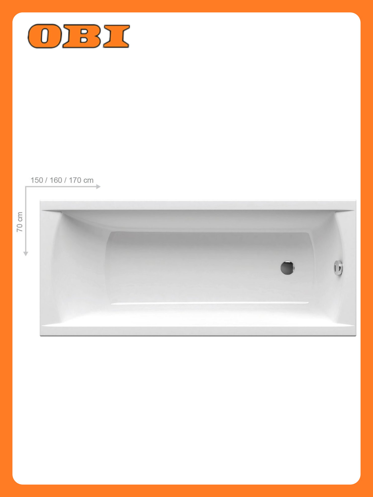 Ванна акриловая прямоугольная CLASSIC 170x70