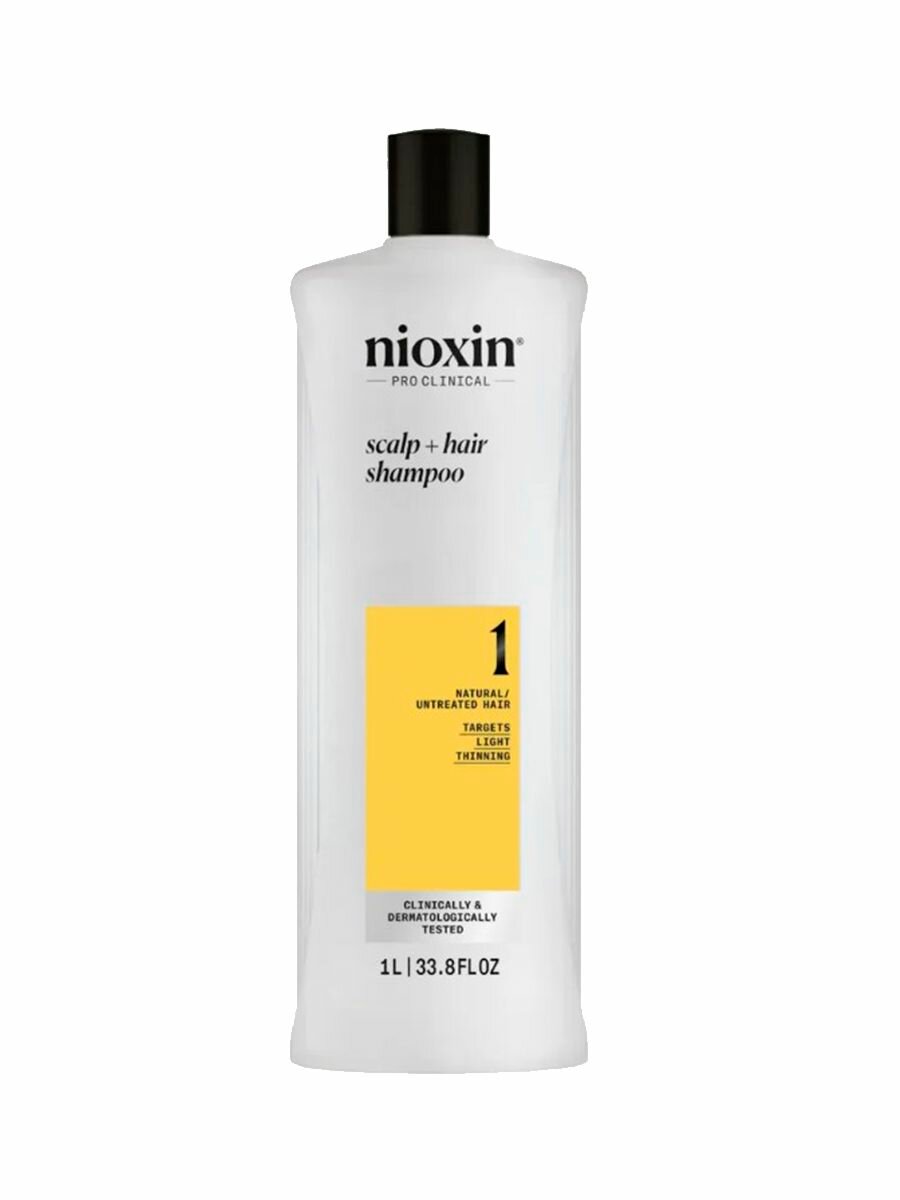 Nioxin Cleanser System 1 - Очищающий шампунь (Система 1), 1000 мл Для натуральных волос с тенденцией к истончению