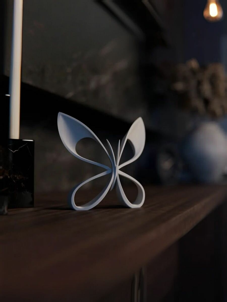 Декоративная статуэтка бабочка для интерьера, 3D печать, настольный декор для дома и офиса, минимализм, белая