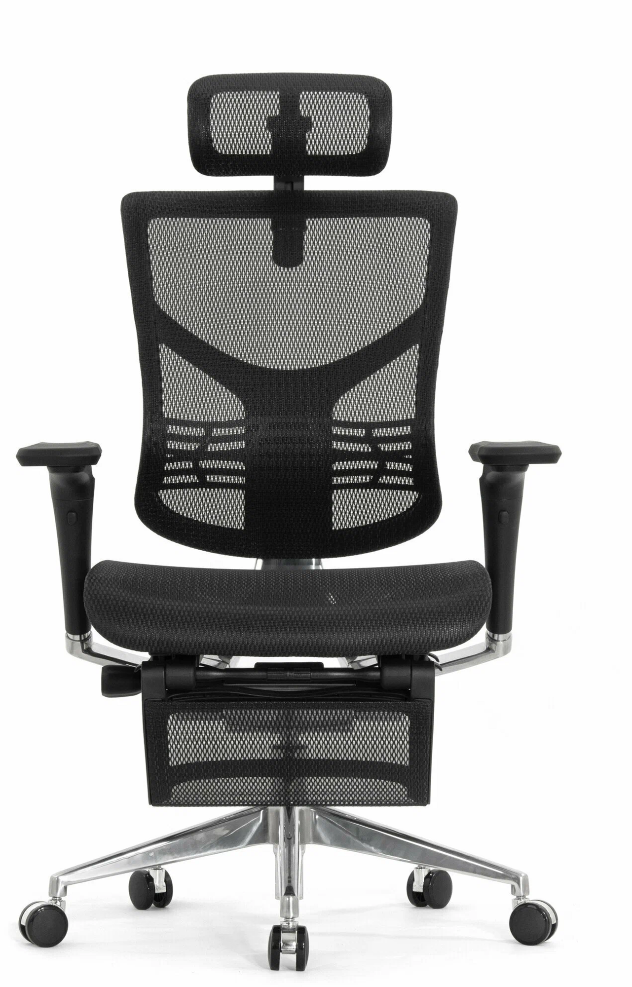 Кресло с подножкой FALTO STAR 2 (подлокотники 6D(360), сетка, цвет чёрный)