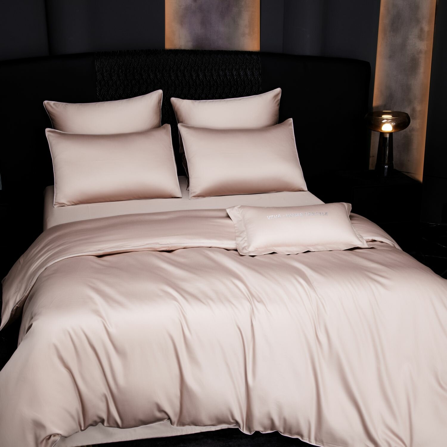 Постельное белье VIVA HOME TEXTILE "Премиум", сатин, хлопок, 100%, 6 предметов, размер евро