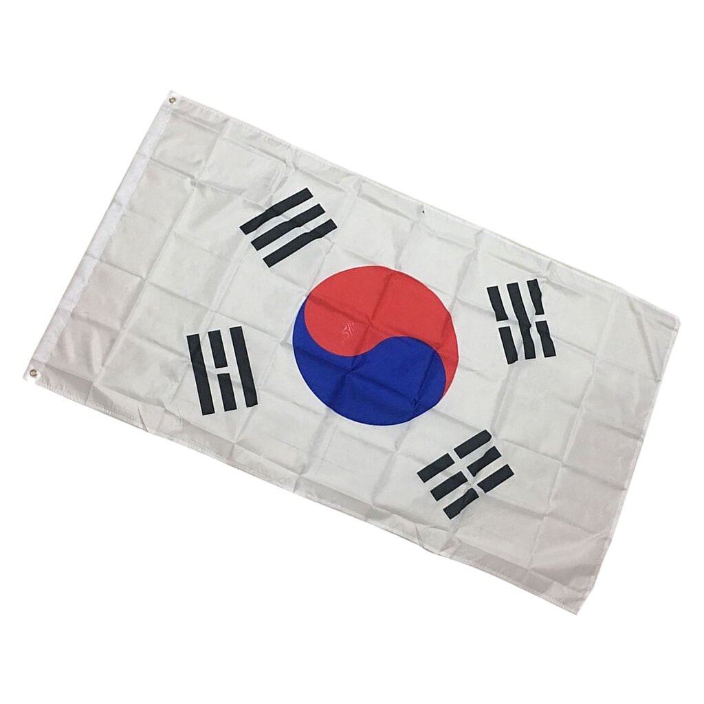 Корейский флаг 5 футов х 3 фута Яркого цвета с Проушинами для фестивалей и собраний
