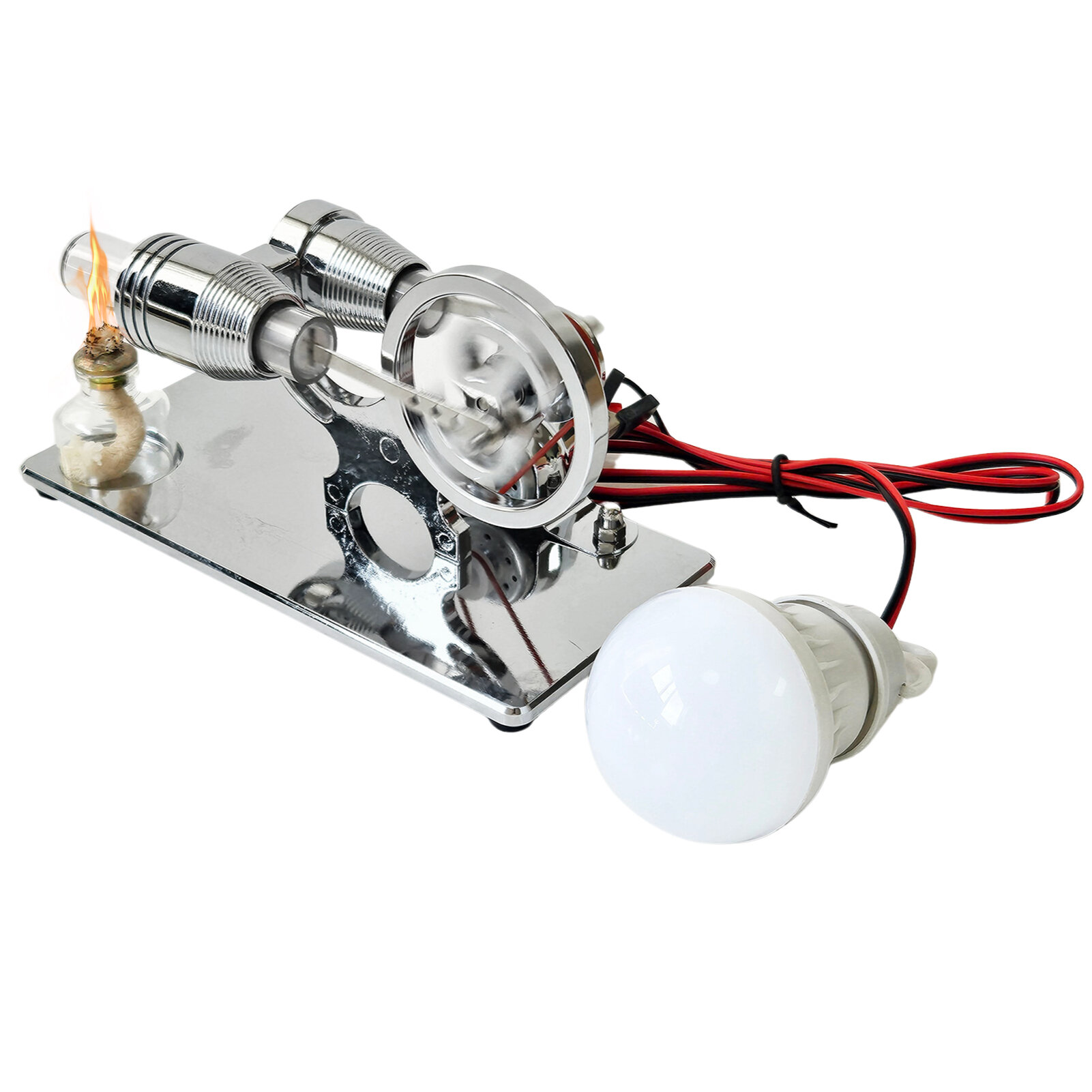 Генератор электроэнергии с тепловым двигателем Стирлинга модель мотора с лампочкой LED и маховиком Доллар дизайн эксперимент для науки с базой из алюминиевого сплава CNC набор для самодельного изготовления образовательная игрушка для учителей взрослых