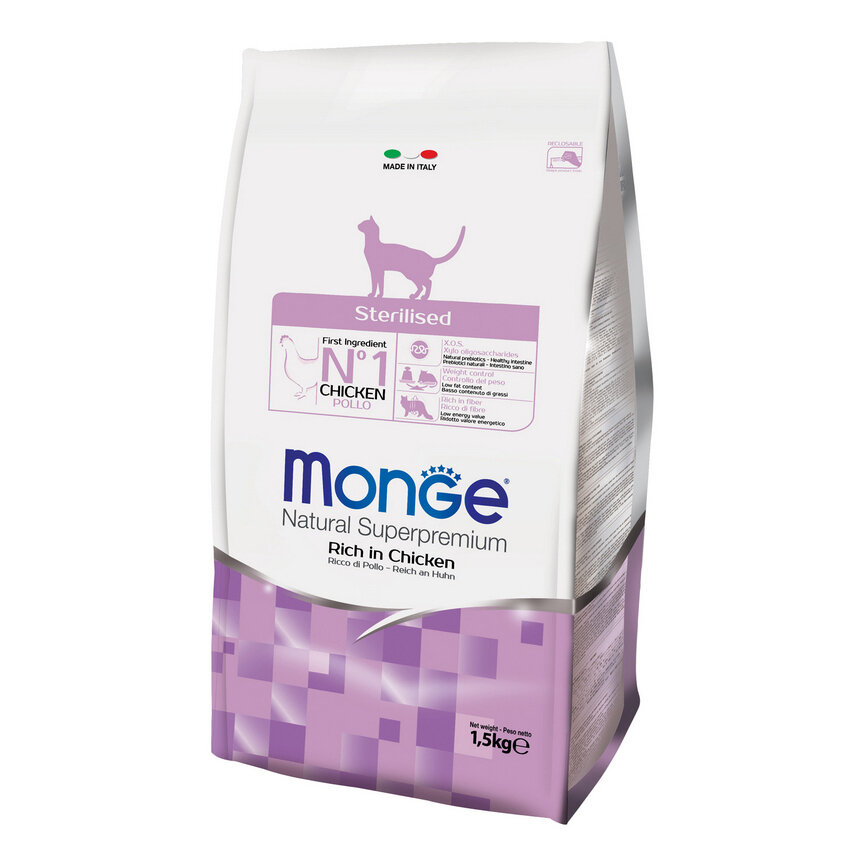 Корм сухой Монж с курицей для стерилизованных кошек Monge Cat Sterilised 1,5 кг