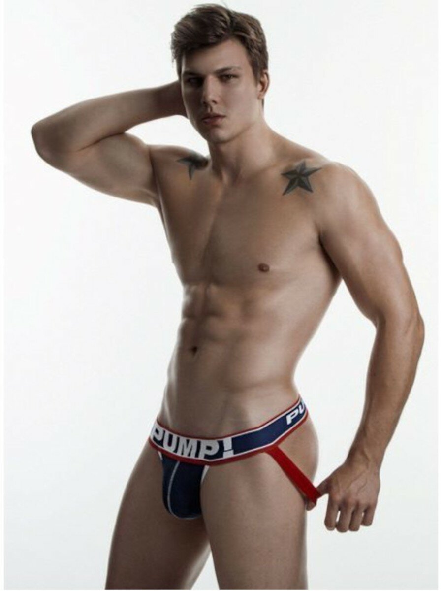 Мужские трусы джоки темно-синие с красными резинками PUMP! H388 XL (50)