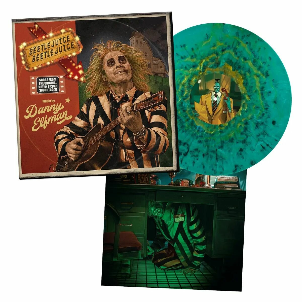 Beetlejuice Beetlejuice Score OST (300шт в мире Green-Gold Orb Splatter, USA Limited) Цвет: "Зеленый с Золотыми Брызгами", Ультра-Редкая, Виниловая Пластинка из США, Саундтрек-Фильм Битлджус Битлджус