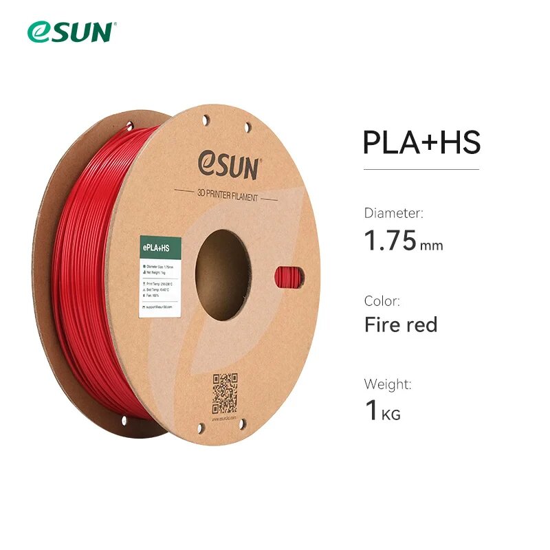 ESUN PLA+HS Fire Red, 1.75 мм, 1 кг