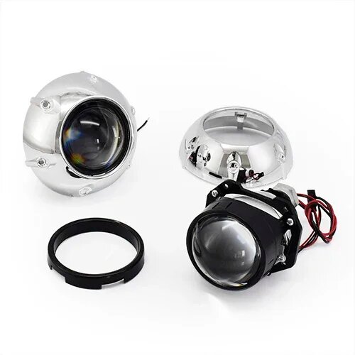 Ronan 40 Вт 2,5 'Bi светодиодный объектив для гнезда H1 H4 H7 9005/9006 Автомобильная фара модернизация полный комплект со светодиодный Ной оболочкой белый желтый 6000К, With Mask-GTI