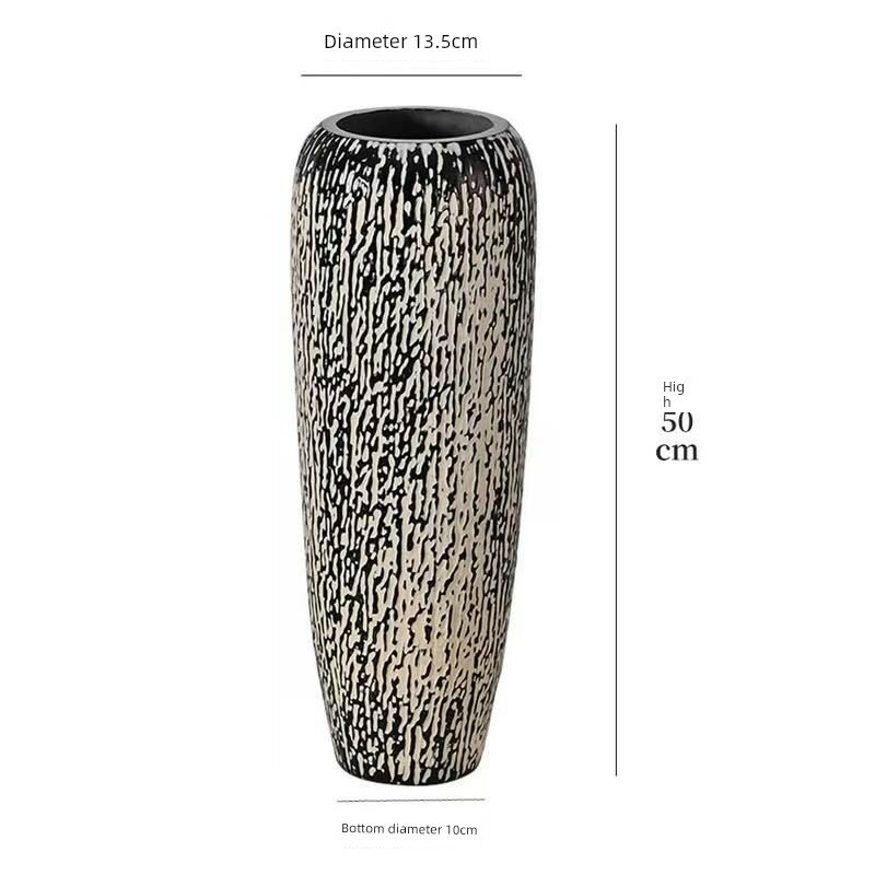 Креативная и простая напольная ваза в китайском стиле с текстурой коры, декор для дома, современный цветочный горшок