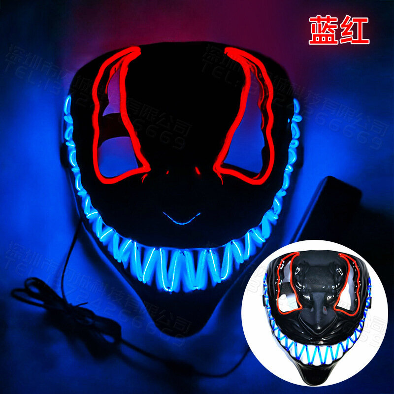 Маска ужасов на Хэллоуин с эффектом свечения яда, забавная полнолицевая маска-реквизит, маска со светодиодной подсветкой в стиле кинофильма.