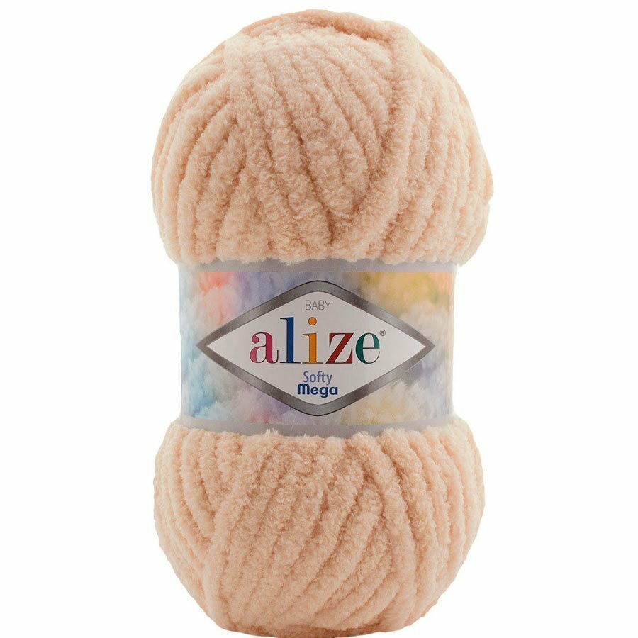 Пряжа Alize SOFTY MEGA 95 бежевый (5 мотков)
