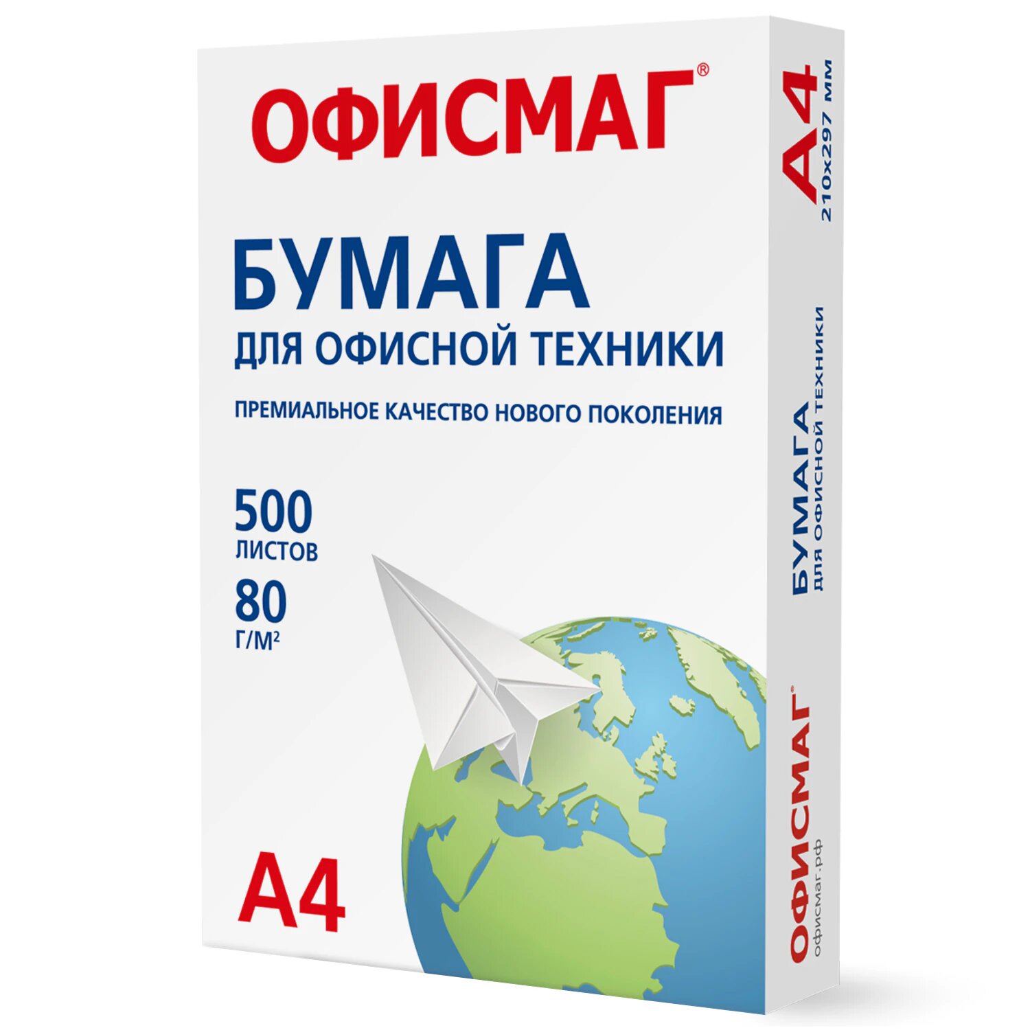 Бумага офисная А4, 80 г/м2, 500 л, марка С, офисмаг, Россия, 146% (CIE), 110532