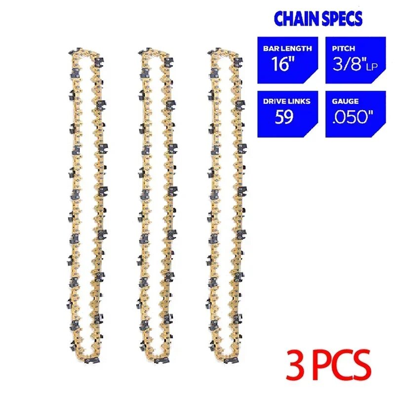 16-дюймовая золотая цепь для бензопилы, 59 приводной звено, резак 29, резак 3/8 дюйма, шаг LP 0,050 дюйма, замена аксессуара для электрической пилы для резки