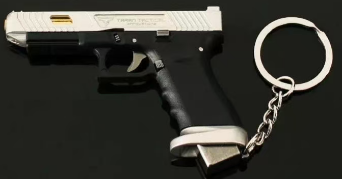 Брелок Glock 34 из металла с функцией разборки и сборки, черный серебристый цвет, коллекционный сувенир для фанатов оруж