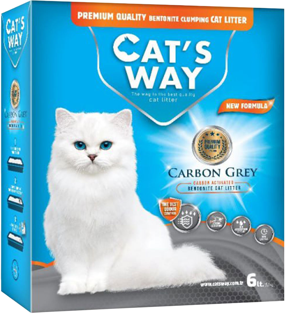 Наполнитель для кошачьего туалета Cats way Box, комкующийся без запаха с углем - 6 л (5,1 кг)