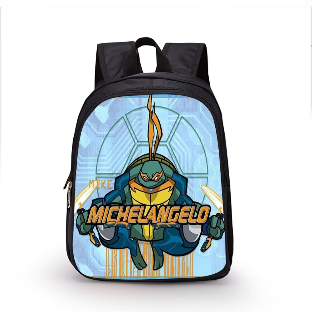Рюкзак для детей с принтом Черепашек-ниндзя, водостойкий и дышащий материал, светло-синий, большой размер