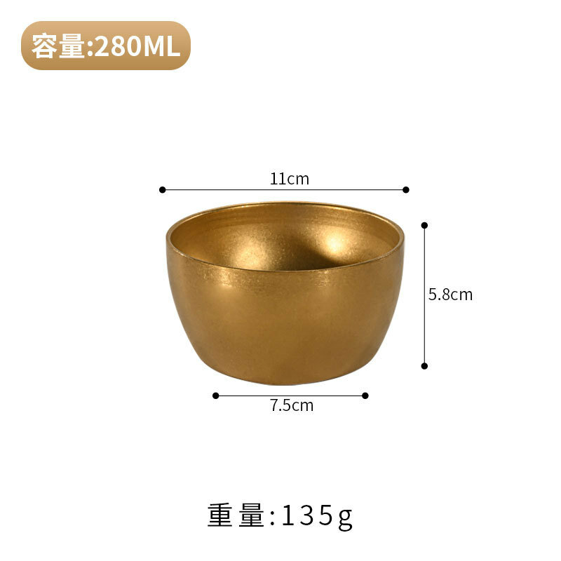 11 см Стальной круглый квадратный термостойкий блюдце из нержавеющей стали в золотом цвете - двойная конструкция для