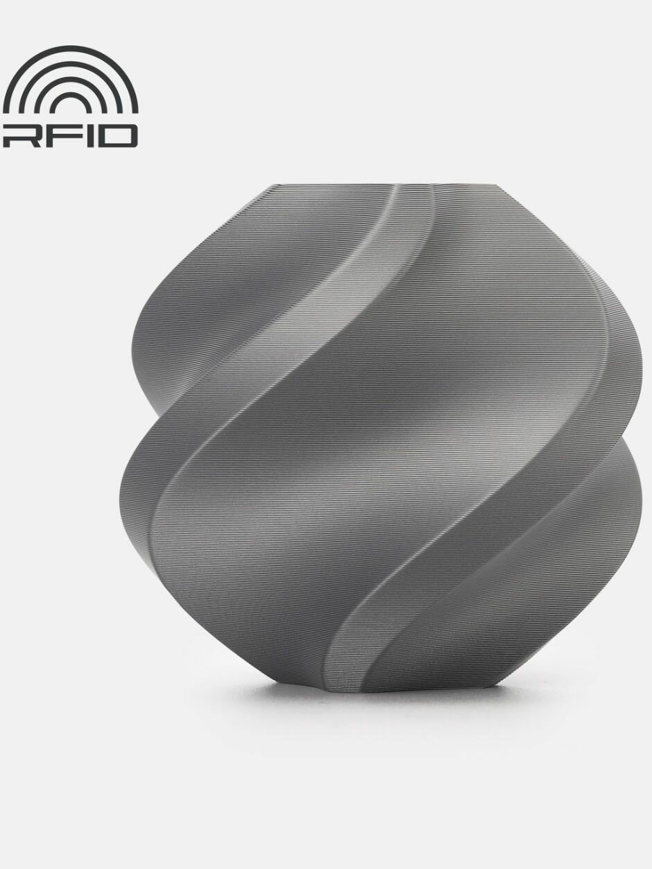 Филамент PLA PLA Tough+ Silver (с серебрянный) пластик Bambu Lab для 3D принтера 1 кг, на катушке