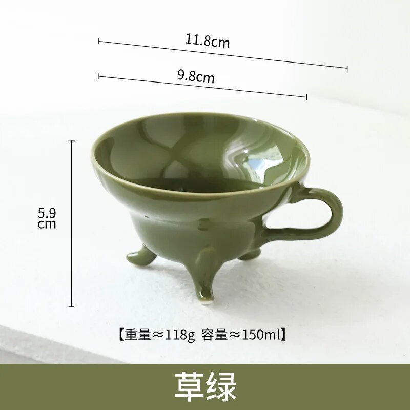 Винтажная керамическая чашка эспрессо 150 мл grass green 2026