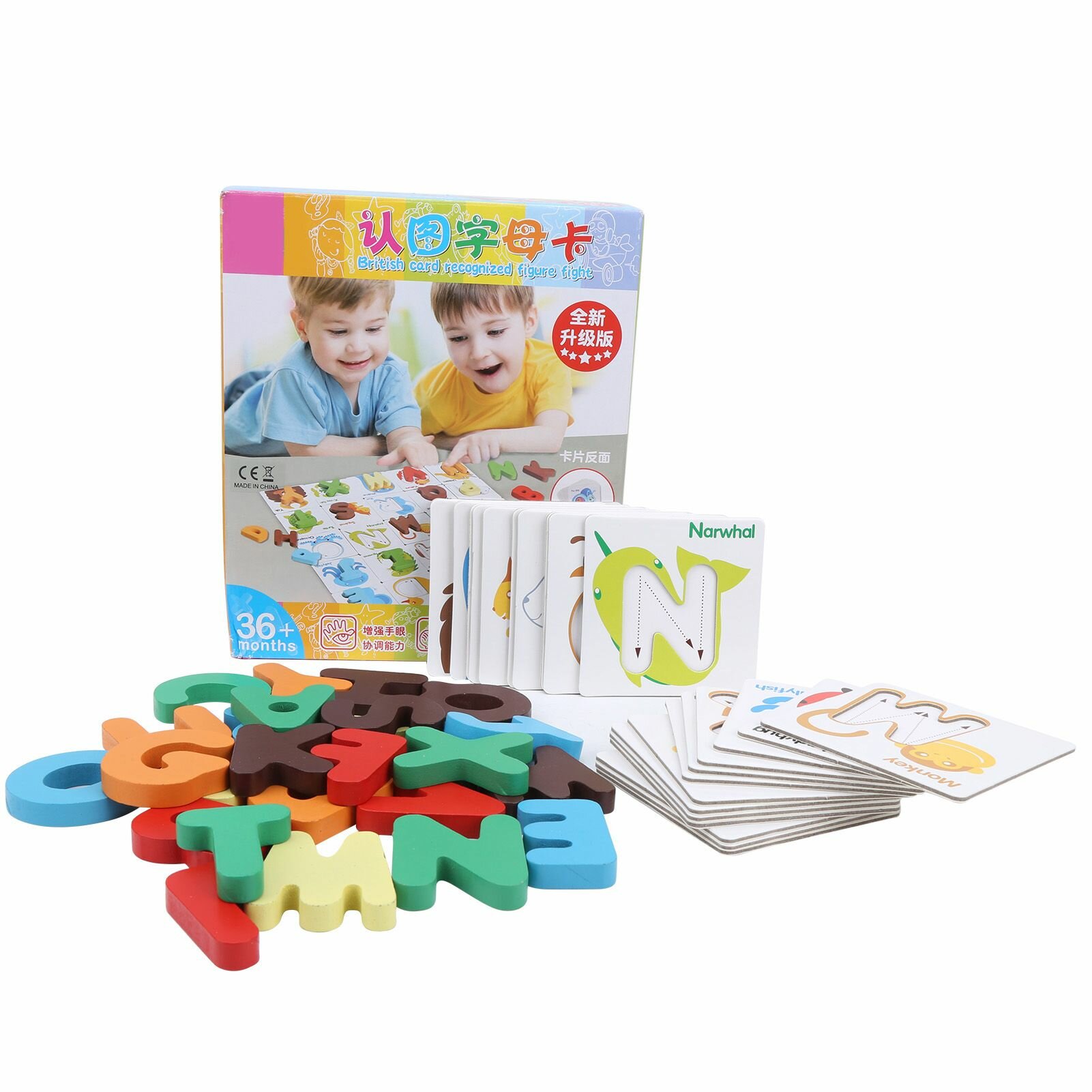 Набор карточек с алфавитом, деревянные буквы, головоломка с животными.