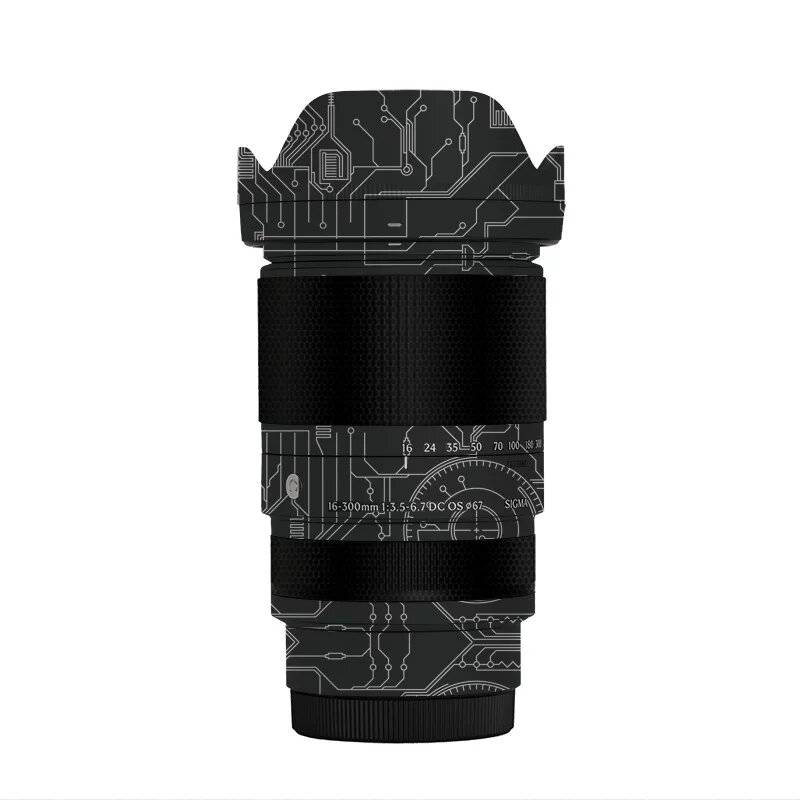 Защитная пленка для объектива Sigma 16-300mm F3.5-6.7 DC OS 3M материал с узором Circuit золотой для Sony E-Mount