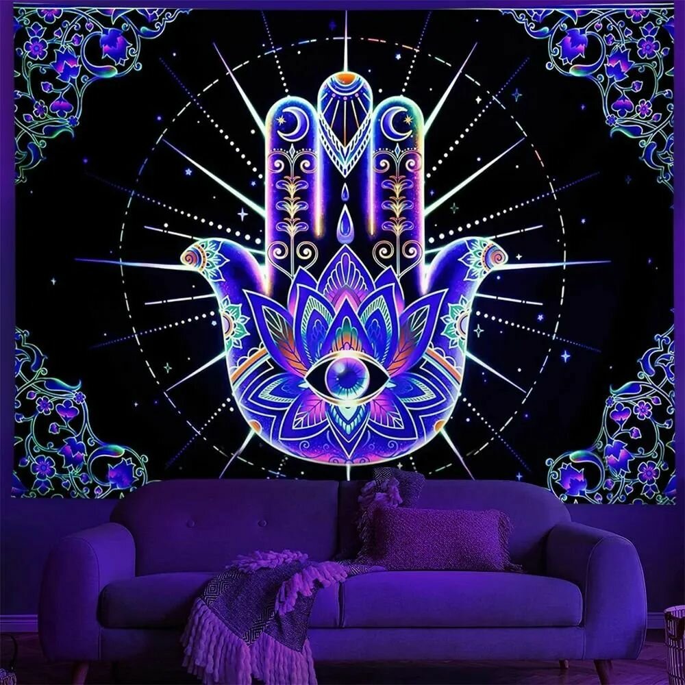 Психоделический флуоресцентный гобелен, классное украшение дома для спальни