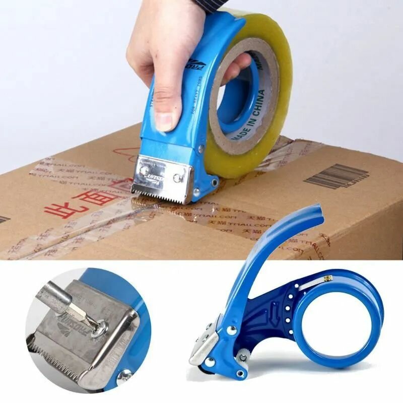 Диспенсер для клейкой упаковочной ленты шириной 50 мм. синий, держатель канцелярский для скотча.