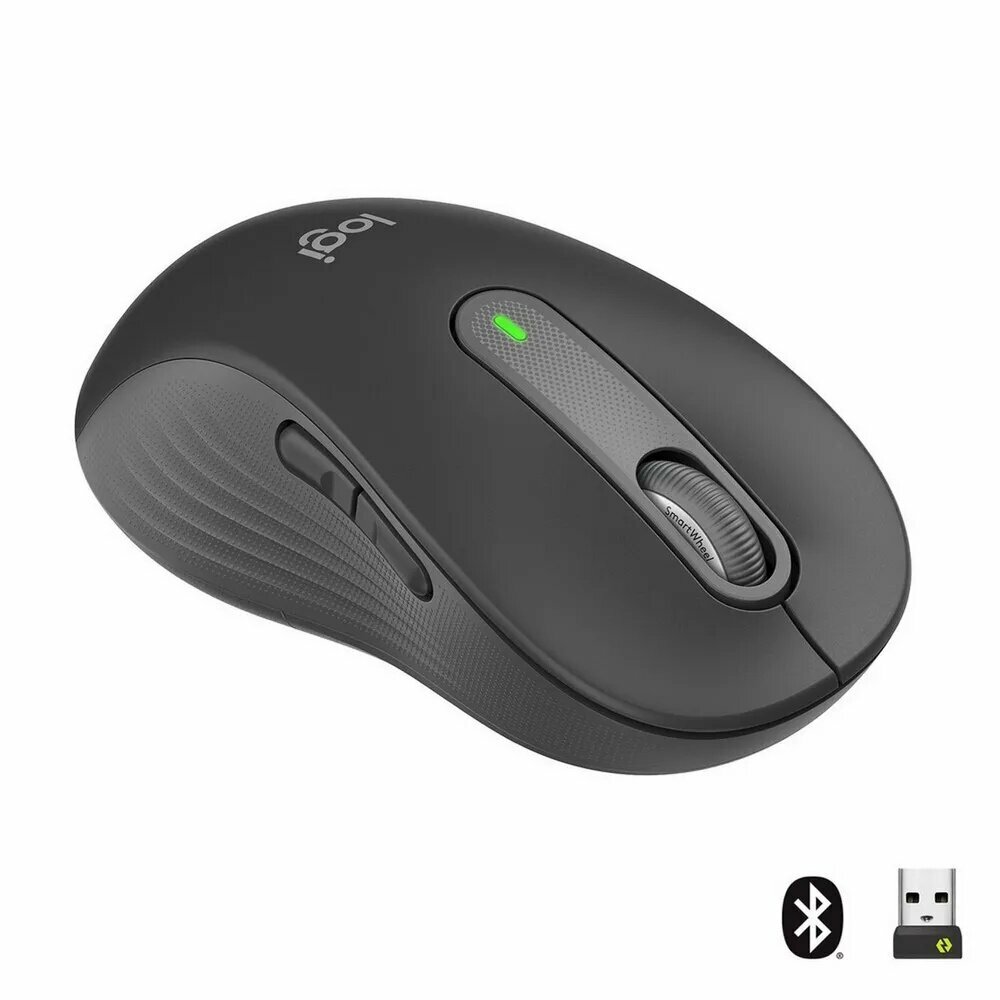 Мышь беспроводная Signature M650 L LEFT Bluetooth, черный, светло-серый