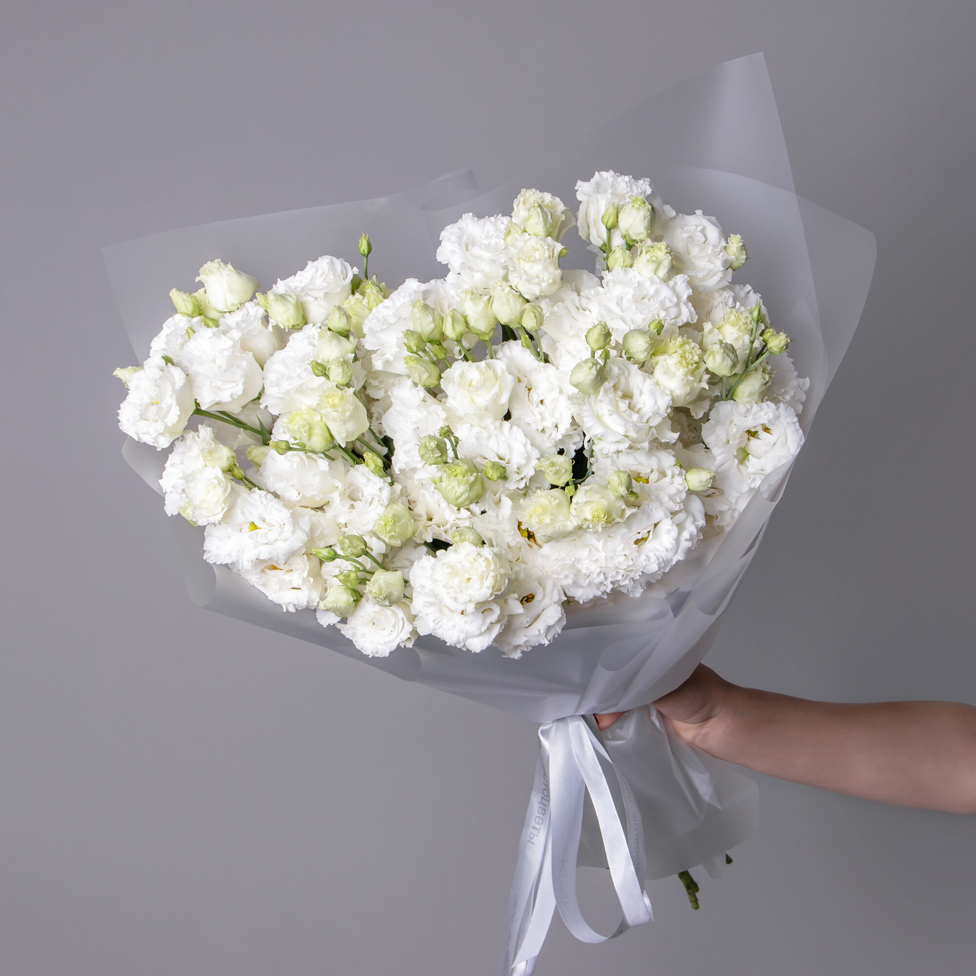 Букет Лизиантус "Ду Селеб кристал" 15 шт Высота 60 см в коробке и аквабоксе от "Простоцветы"