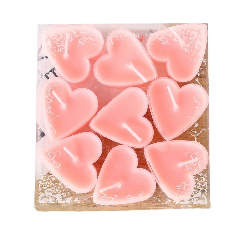 9 рождественских свечей-таблеток с термостойкими подставками, Розовый