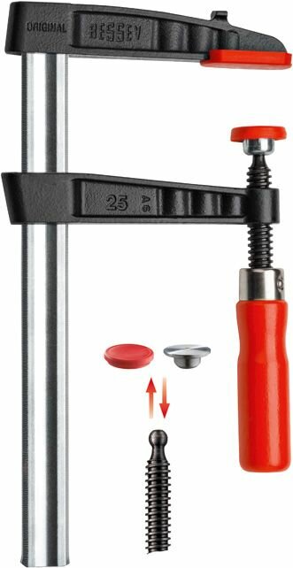 Струбцина BESSEY чугунная 250/100, 6 кН, деревянная ручка TG25S10