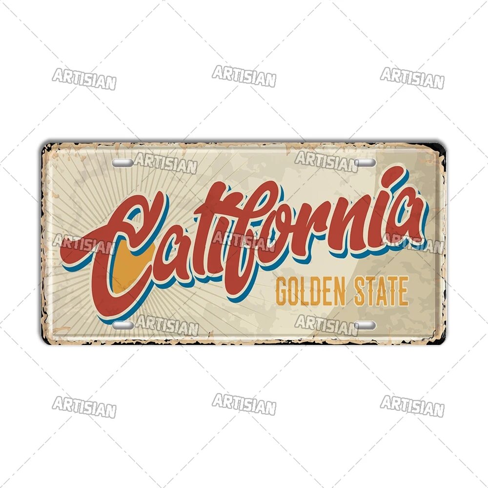 Металлическая табличка California Golden State, цвет 1092