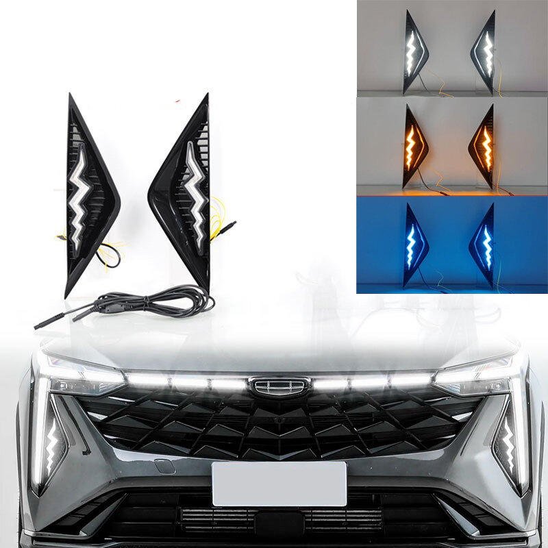 Светодиодные дневные ходовые огни DRL и бамперные фары против тумана для Geely Atlas 2023-2024