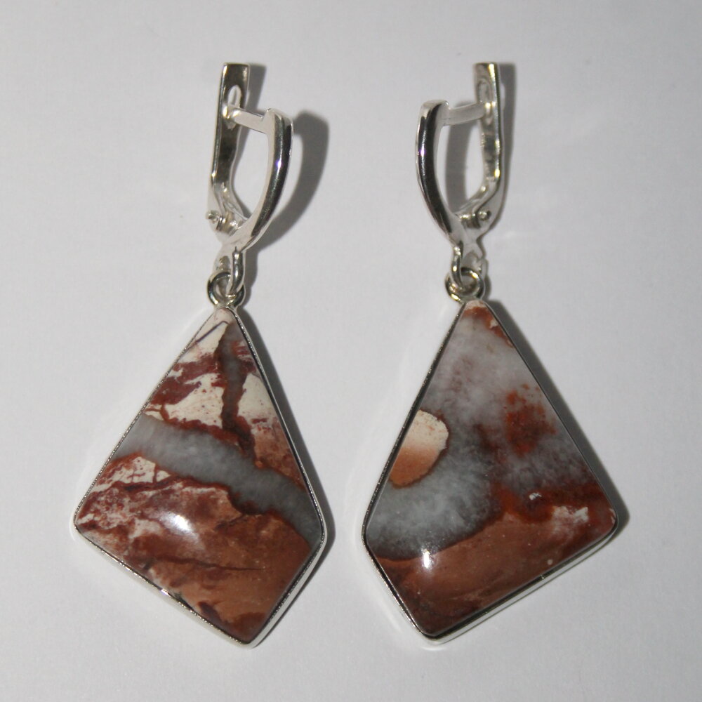 Серьги с подвесками, яшма