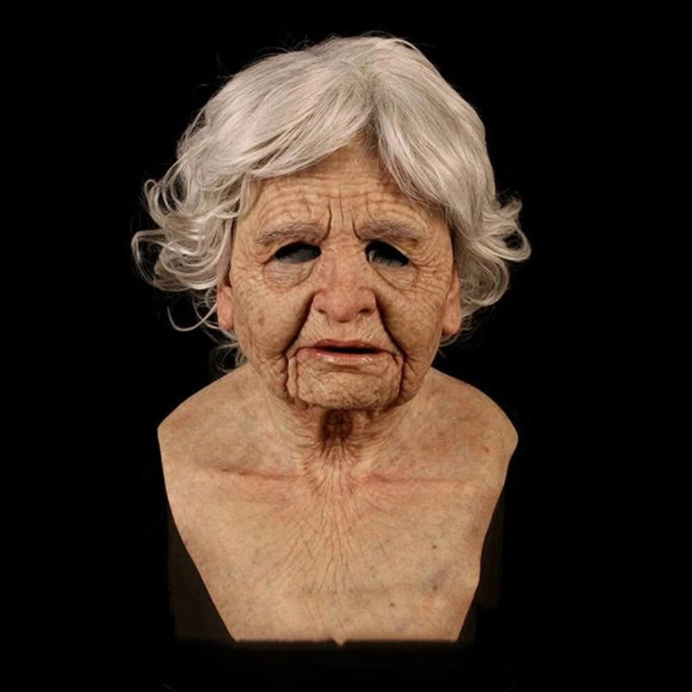 Кросс-бордерная имитация маски латекса для дедушки и бабушки, Хэллоуин, голова старика, ужас, смешной парик, головной убор, реквизит