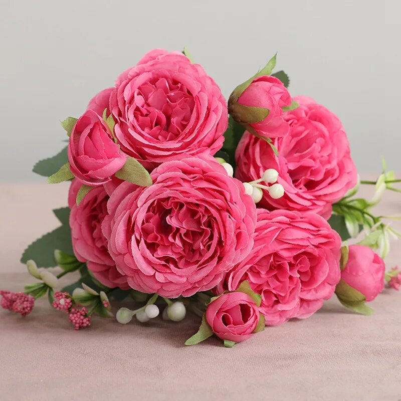 Розовые шелковые розы Fuchsia для декора