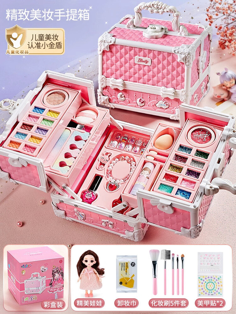 Детский косметический набор, оригинальный полный набор, нетоксичный, Ai Aisha, игрушка для маленькой девочки, коробка с лаком для ногтей, принцесса