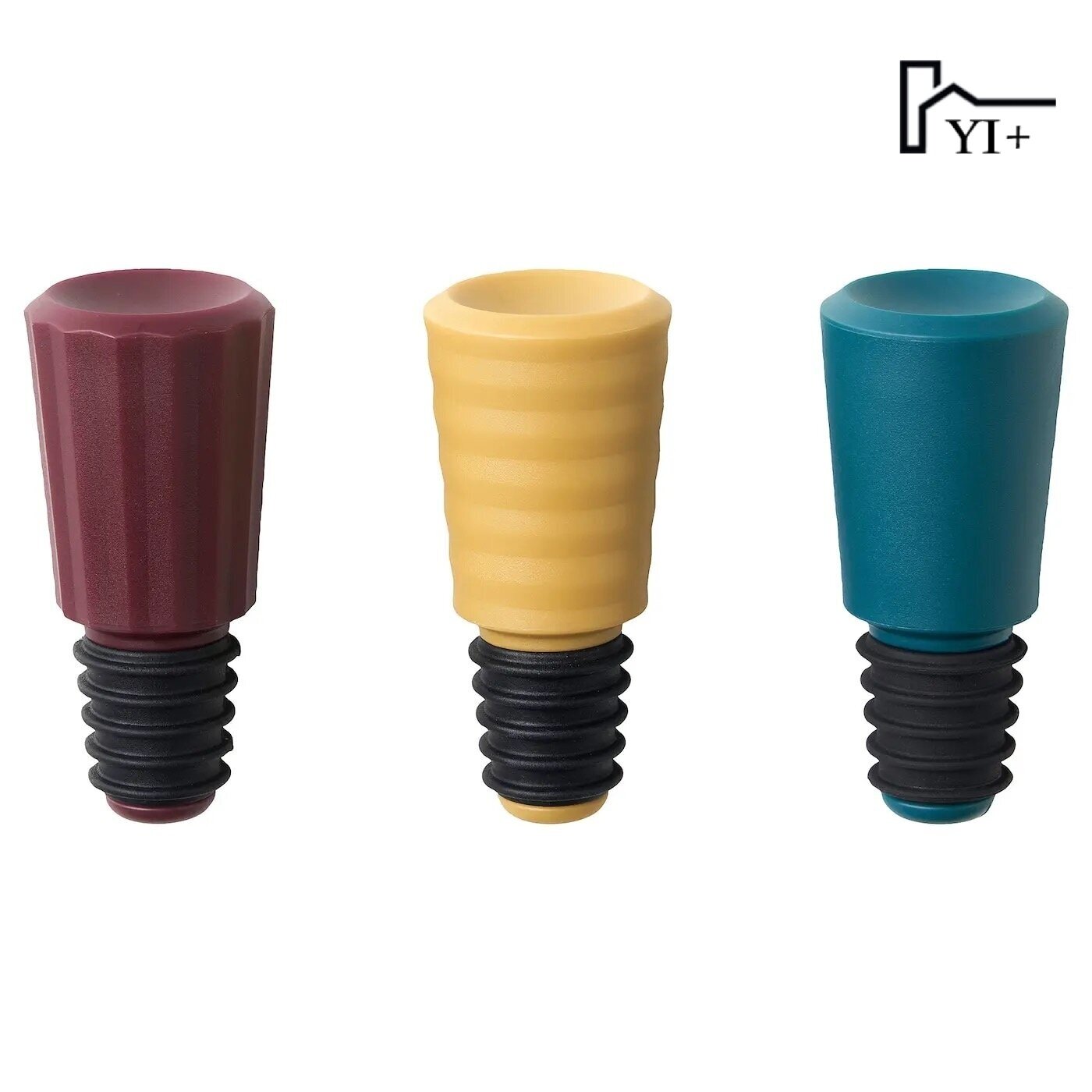 Пробка для бутылок IKEA "AUXID", 3 шт, герметичные, разные цвета