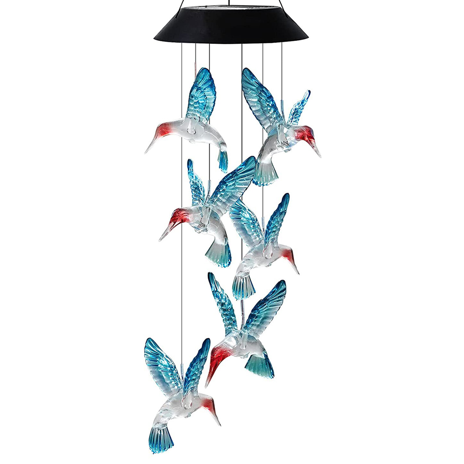 Солнечный ветерок со светом колибри LED разноцветный градиент внешний двор сад декоративный ландшафтный свет синий колибри 6 4-хцветных LED зеленый/синий/желтый/прозрачный IP65 вес 183г размер упаковки 13*13*10.5см тип солнечный садовый свет мощность