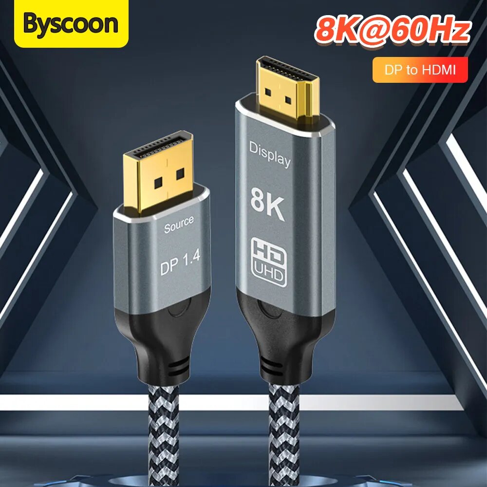 Кабель для компьютерной периферии DisplayPort/HDMI, 2 м, черный матовый