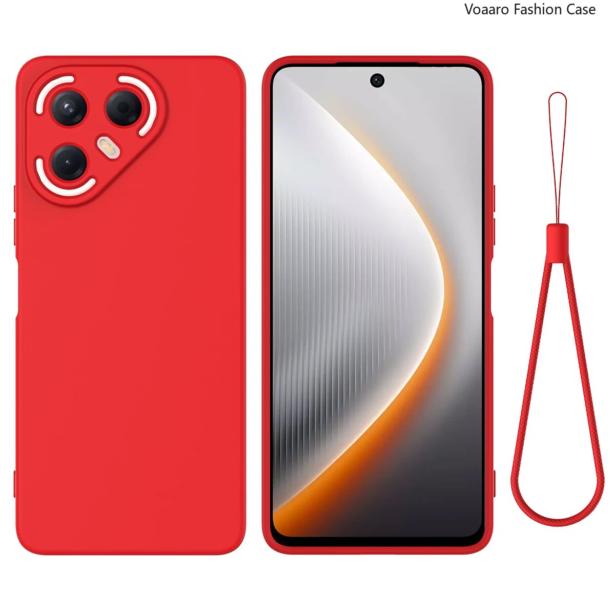 Красный чехол для Tecno Pova 7 5G с ремешком