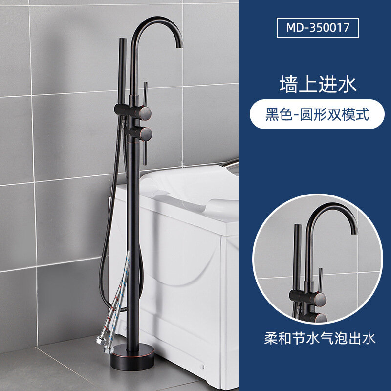 Европейский стиль, латунный винтажный напольный смеситель для ванны с горячей и холодной водой, деревянный бочонок, пьедестальный умывальник, независимая душевая лейка, боковое расположение