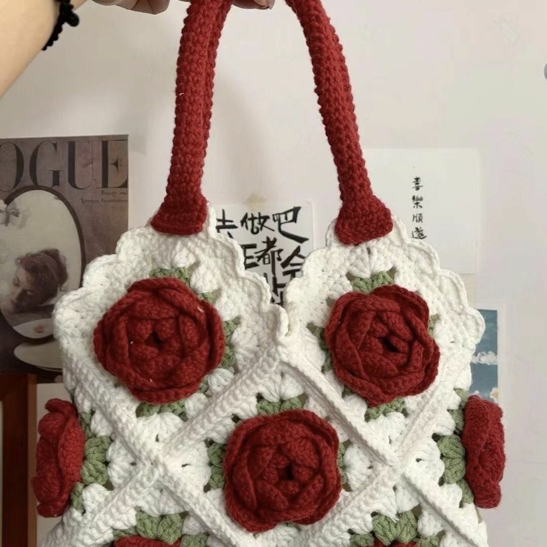 Набор для рукоделия SG Camellia Granny Grid, сумка через плечо, подарок для лучшей подруги