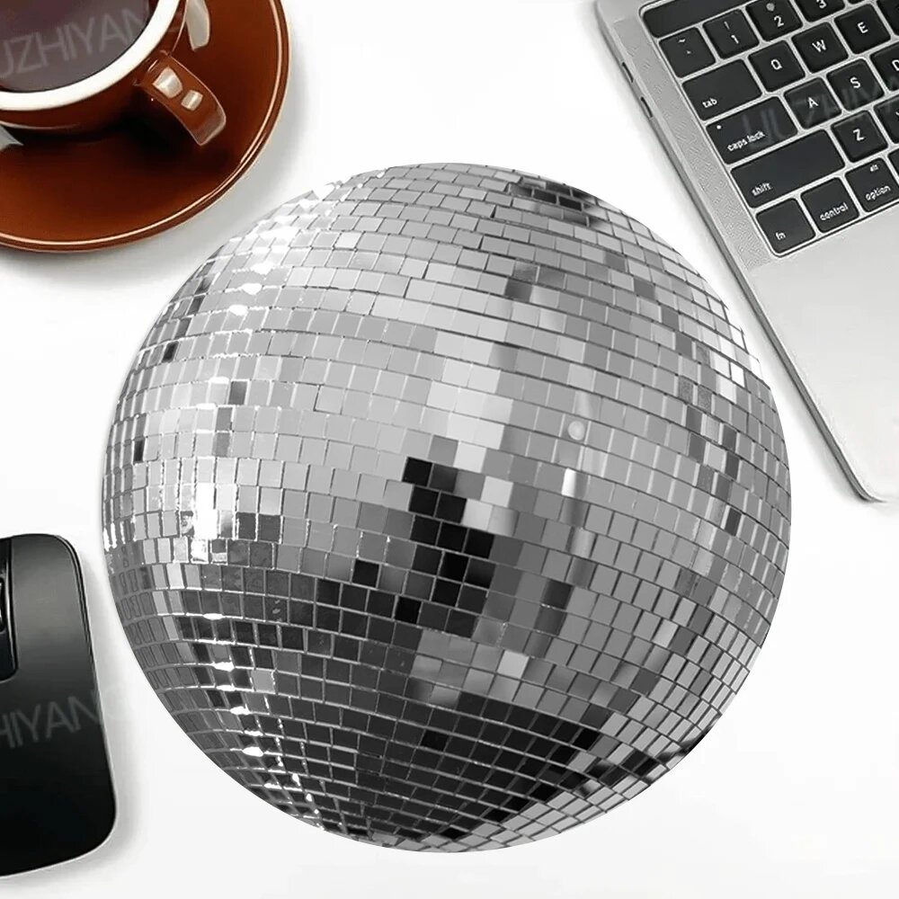 Круглый коврик для мыши в стиле диско-шар, эстетический настольный аксессуар, офисный коврик для ноутбука, компьютера, коврик для мыши, маленький геймерский мягкий офисный ковер, настольный коврик