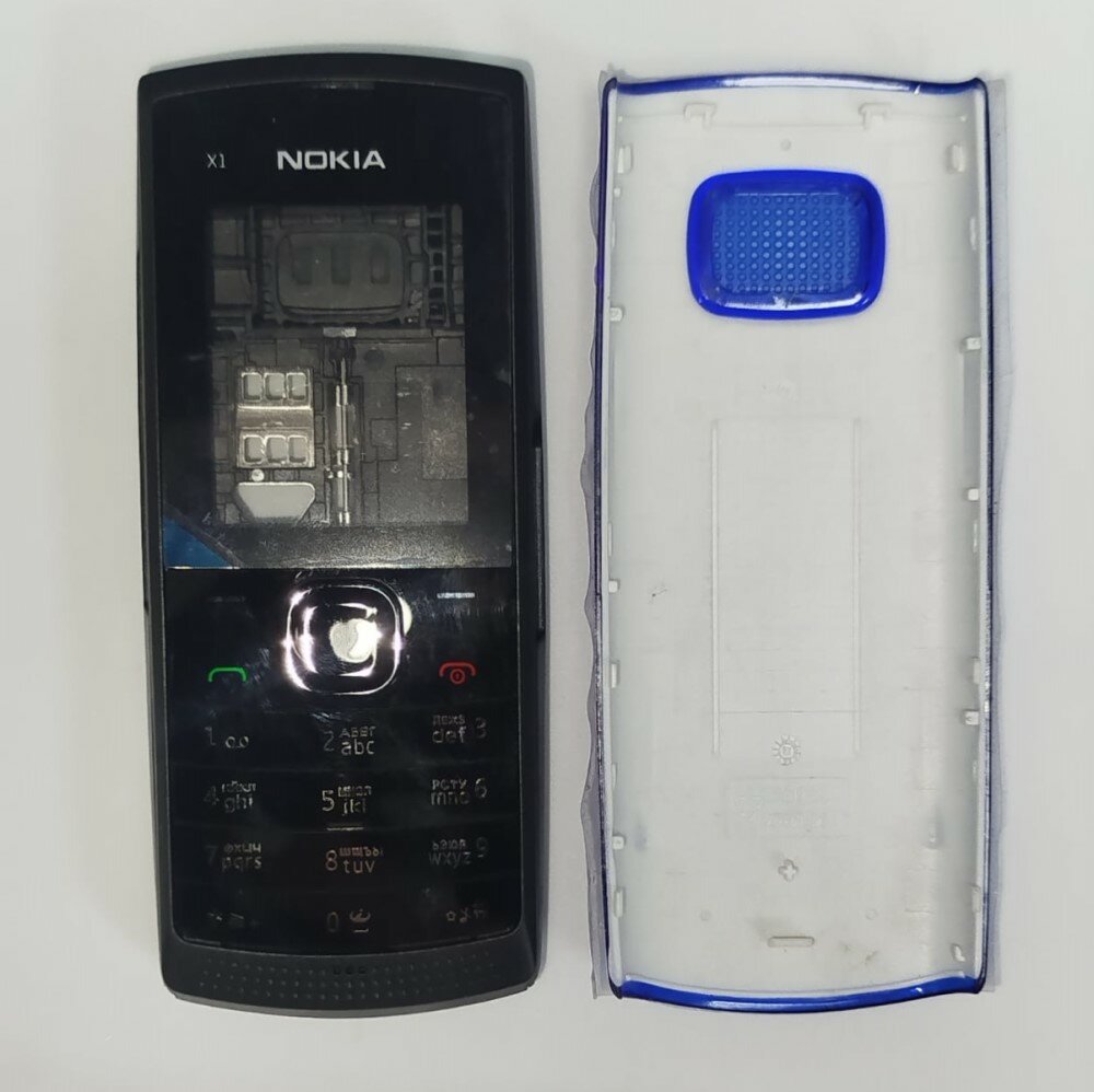 Корпус для Nokia X1-00 + средняя часть + клавиатура (синий)