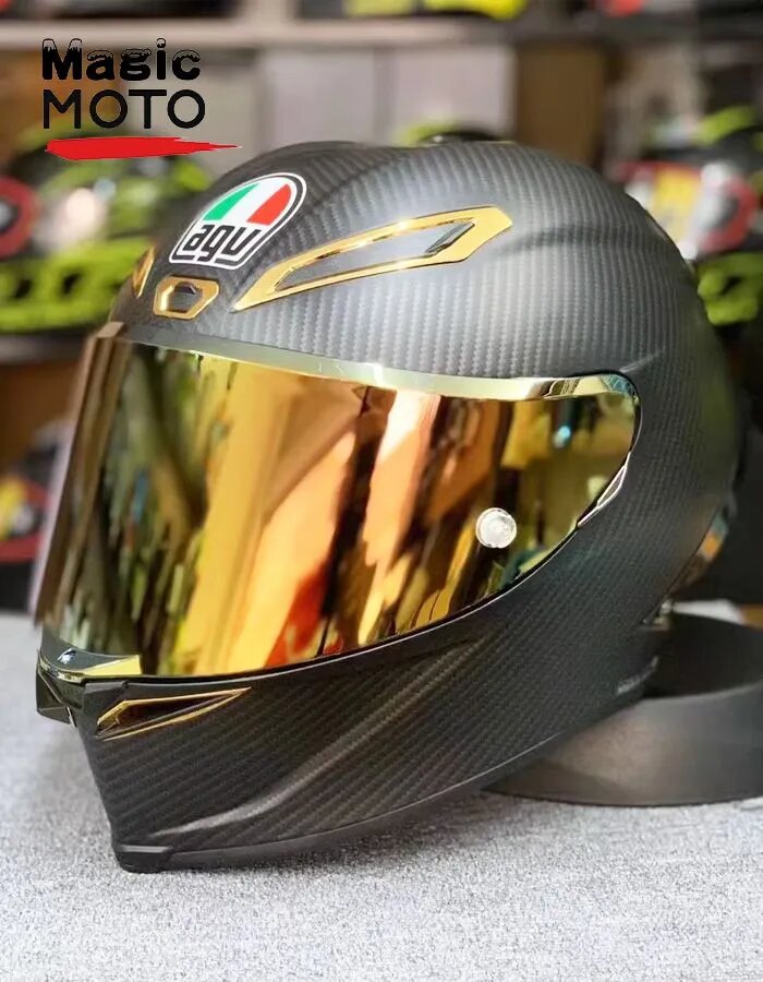 AGV Мотошлем, цвет: черный, золотой, размер: L