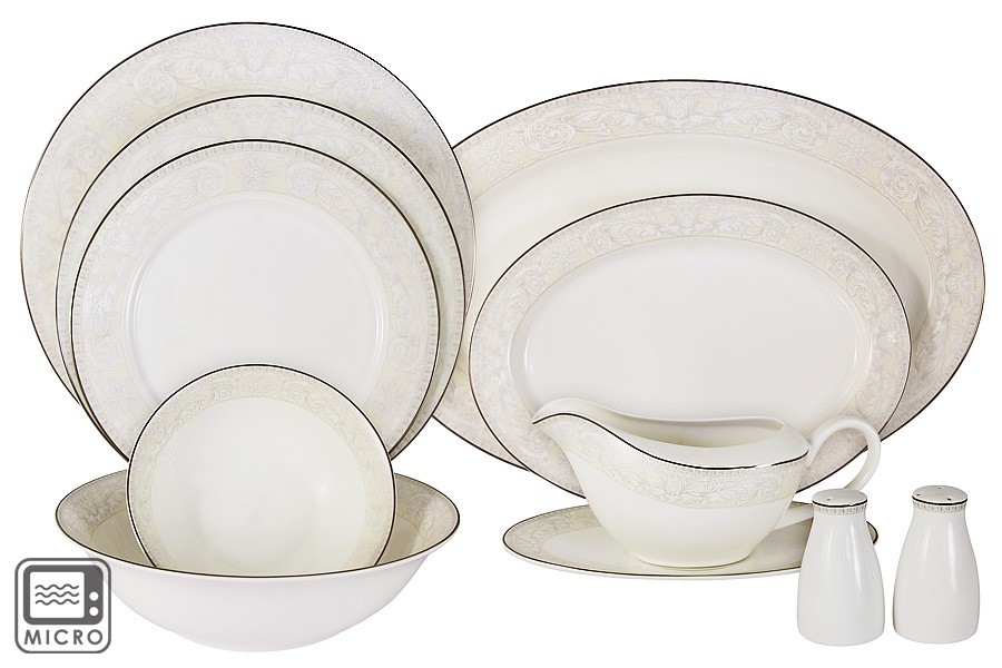 Набор тарелок 6 шт десерных и 6 шт обеденных от сервиза Белгравия 27 предметов на 6 персон - AL-G10Q04_27M-E6 Anna Lafarg Emily