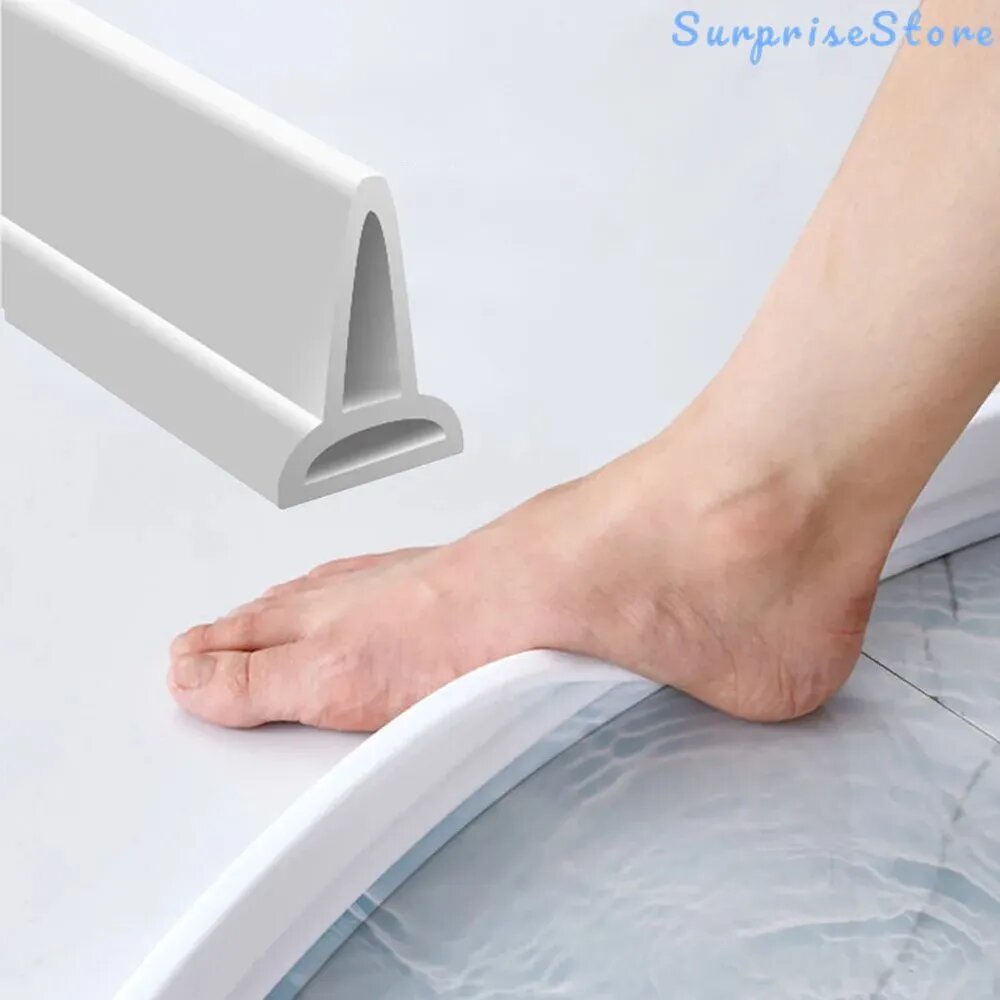 Водоудерживающая лента силиконовая для душа или ванной комнаты 2 метра с герметиком / барьер для душа силиконовый