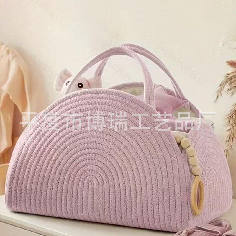 Простая корзина для подгузников с отделениями, ручная сумка для женщин, корзина для хранения из хлопкового каната, сумка с отделениями, корзина для беременных