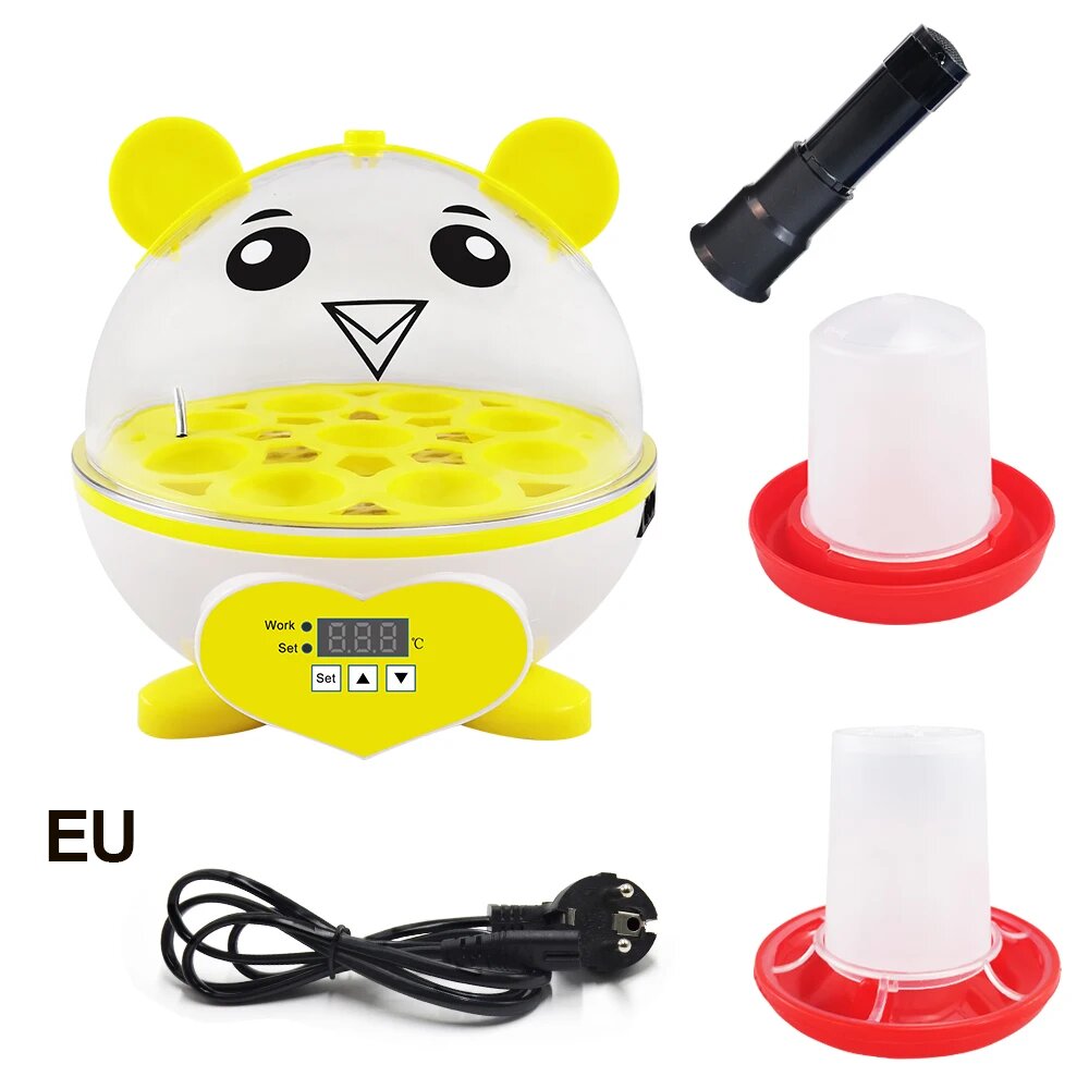 Мини-инкубатор PAIDUOJI для 9 яиц Желтый, HT-9A-EU